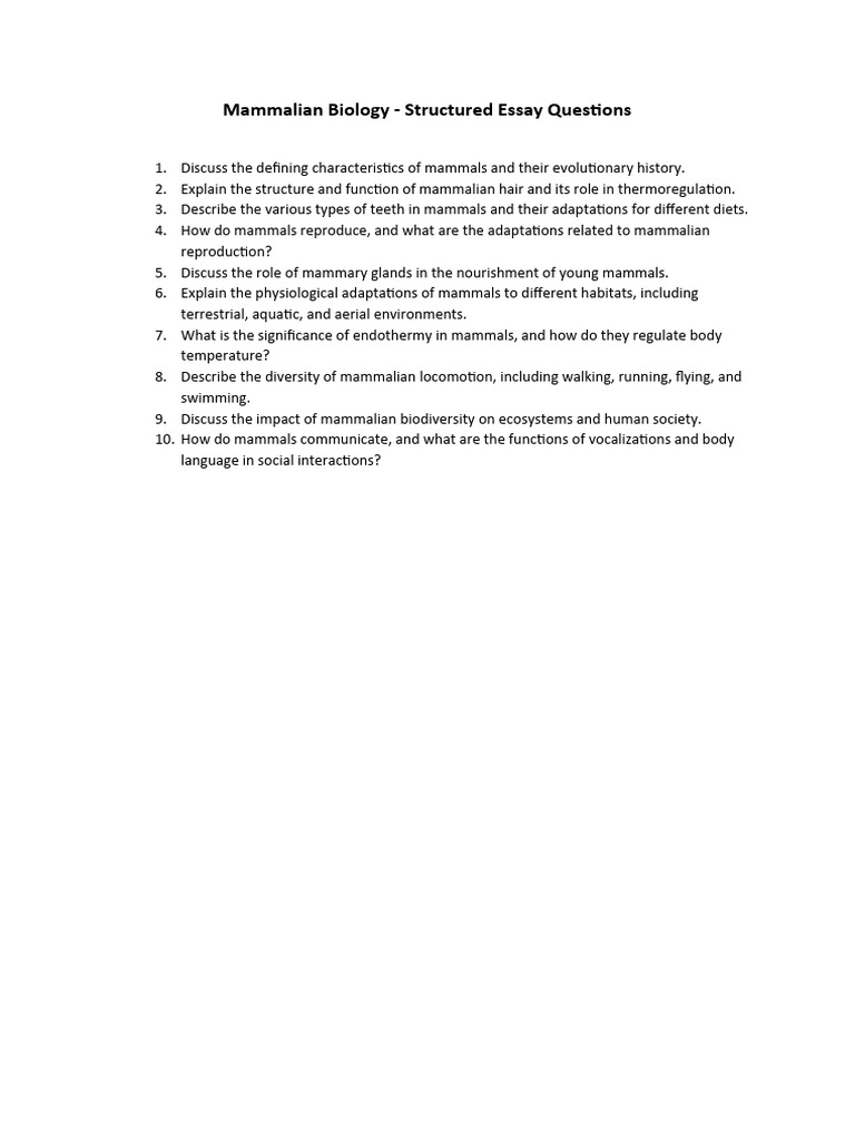 Mammalian Biology SEQ | PDF