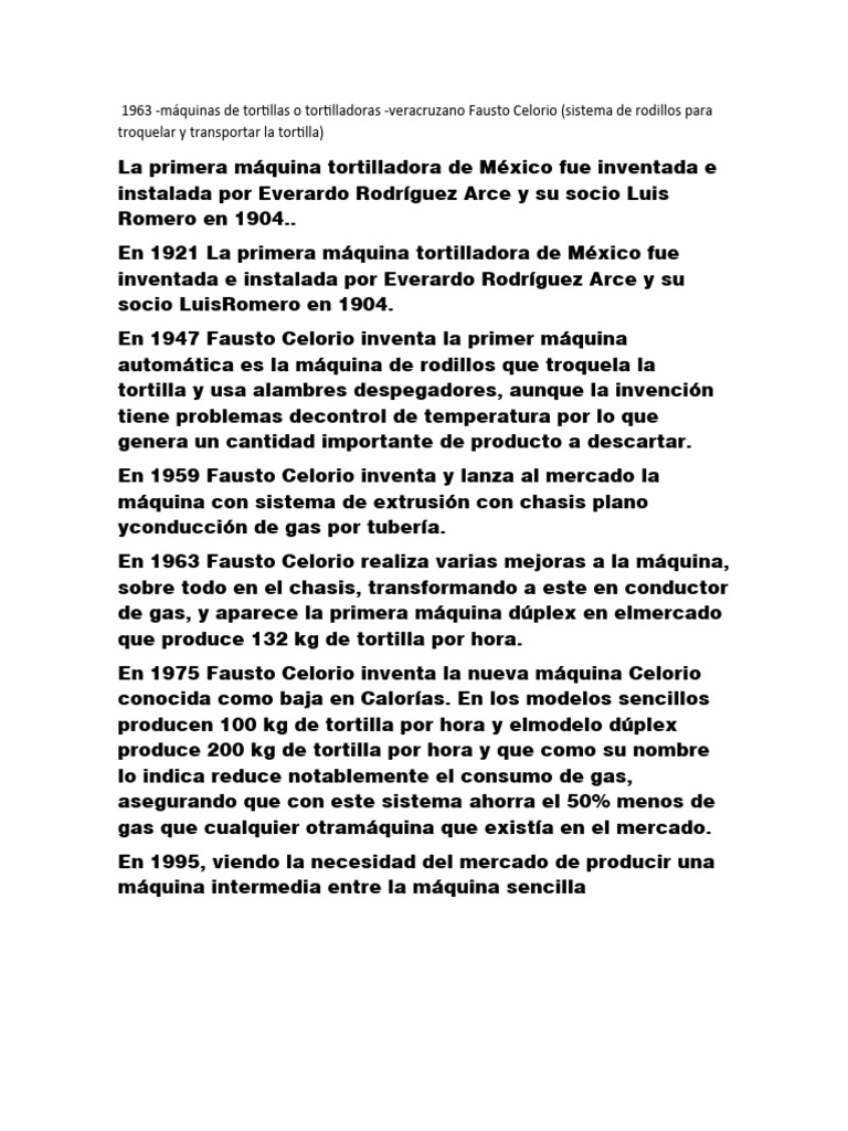 Evolución de las Tortilladoras Celorio | PDF | Hogar, jardinería y ...