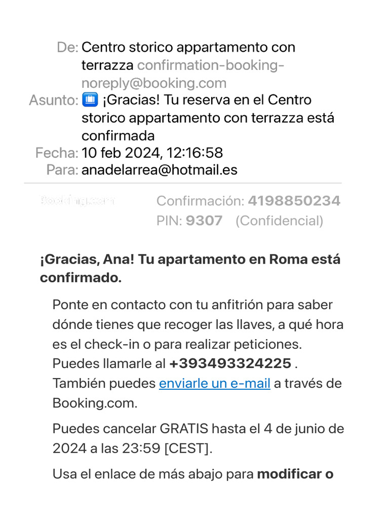Reserva confirmada: Apartamento en Roma | PDF | Aplicación movil | Chat ...