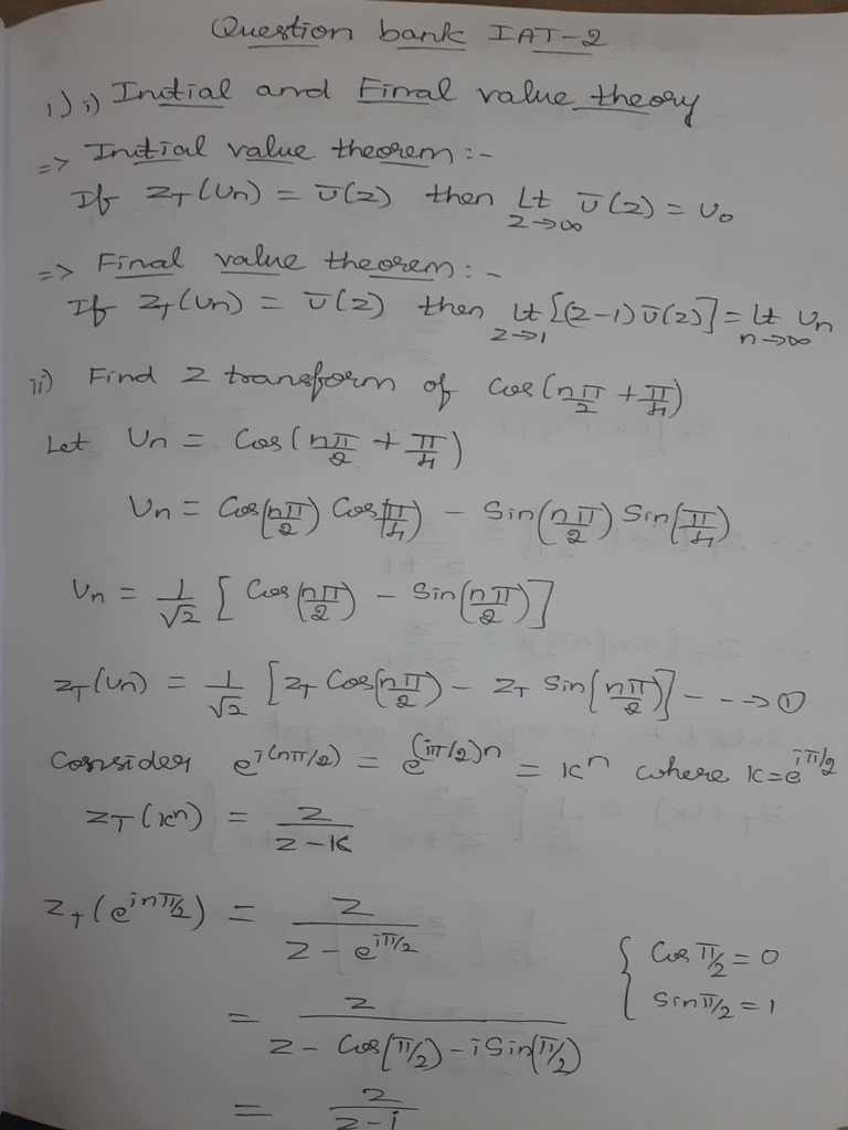 Z transform Question bank answers | PDF