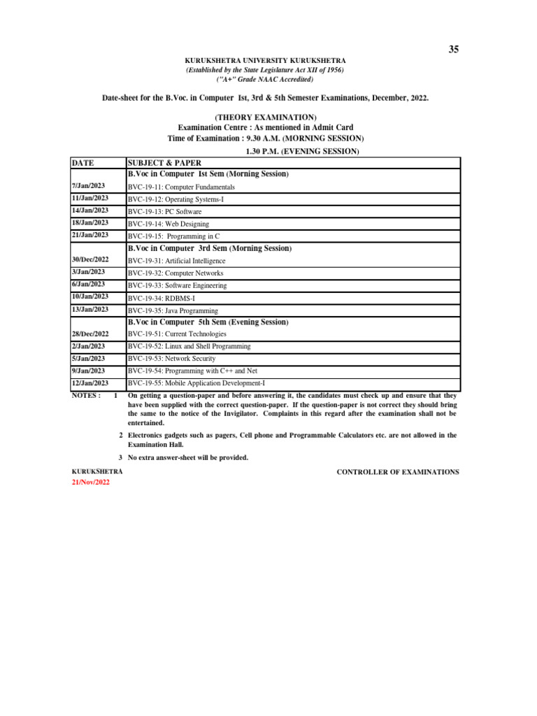 35 - B - Voc - in Computer Ist, 3rd & 5th Semester | PDF | Computing ...