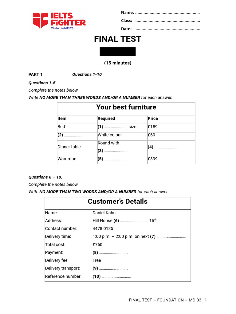 Lis Read Writing Final Test | PDF | Coffee | Memory