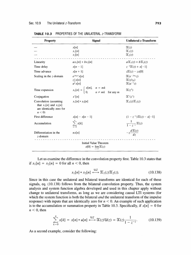 Z-Transform Unilateral Properties | PDF