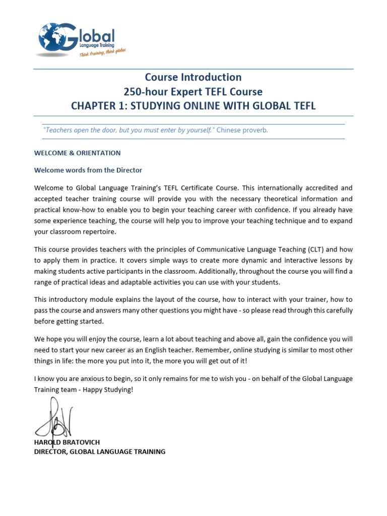 250 Hour TEFL - Course Introduction 2020 | PDF | Educational Technology ...