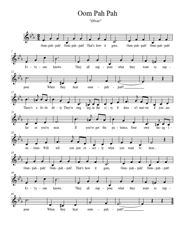 Oom Pah Pah from Oliver | PDF