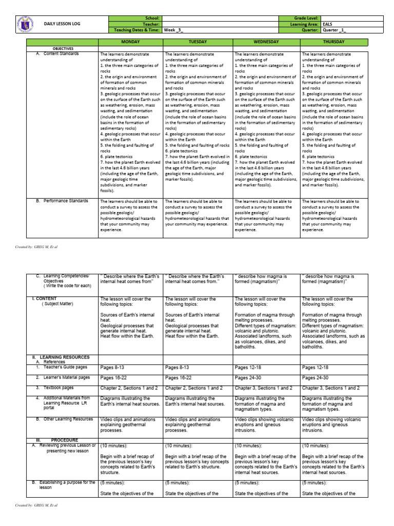 EALS.Q1.WK3 | Download Free PDF | Magma | Rock (Geology)