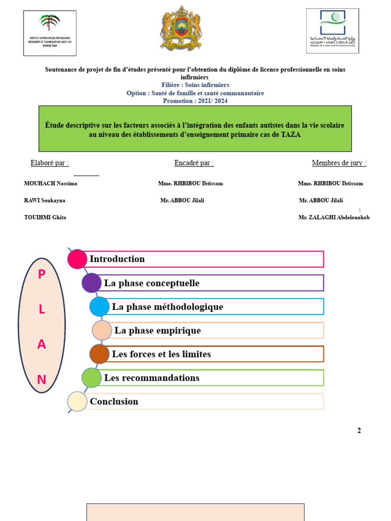Présentation PFE 1 | PDF | Trouble du spectre de l'autisme | Sciences comportementales