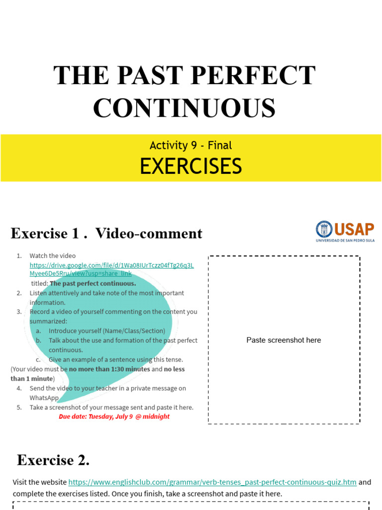 Past Perfect Continuous Practice | PDF