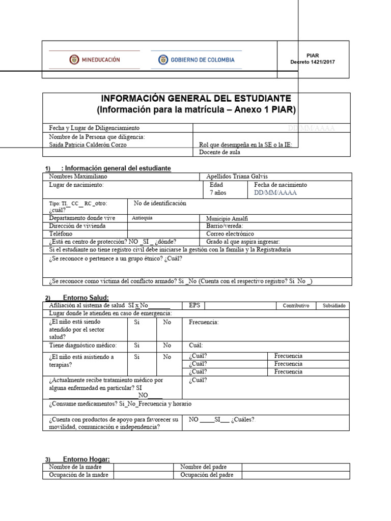 Formato PIAR | PDF | Educación de la primera infancia | Evaluación