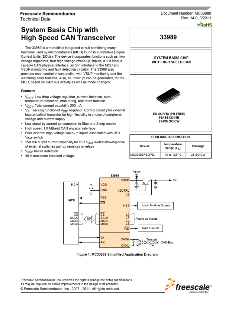 MC33989 Freescale | PDF | Microcontroller | Electronic Circuits