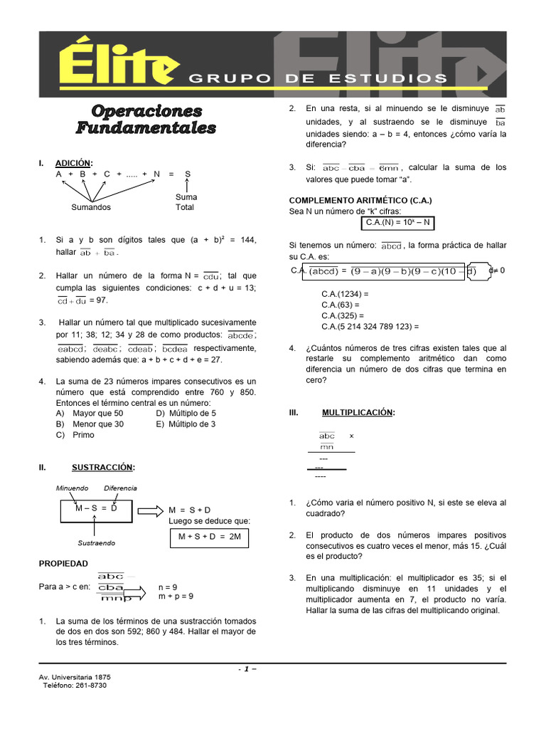 RM 6 Operac Fundam | PDF | Sustracción | Conceptos matemáticos