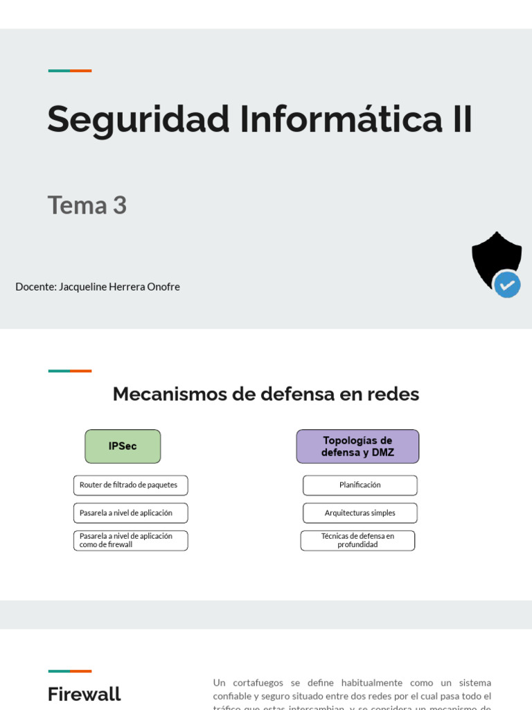 Tema III - Seguridad Informatica en Redes | PDF | Cortafuegos (informática) | Protocolos de red