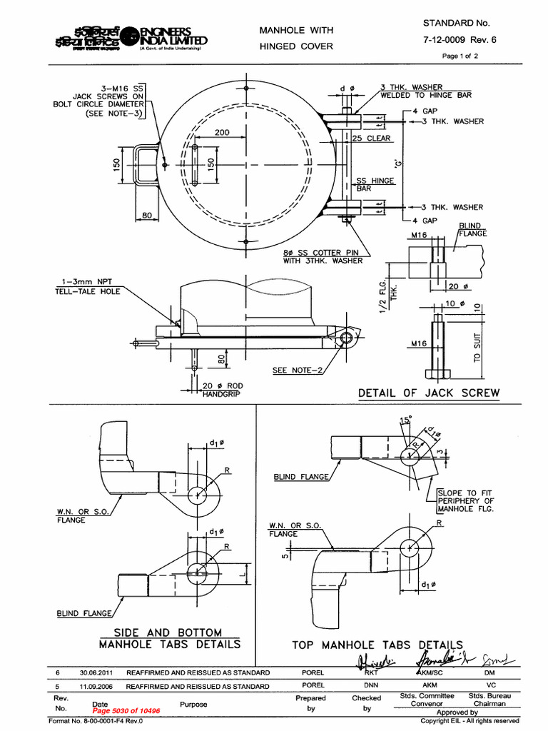 7-12-0009 Rev6 - Manhole With Hinged Cover | PDF | Mechanical Engineering