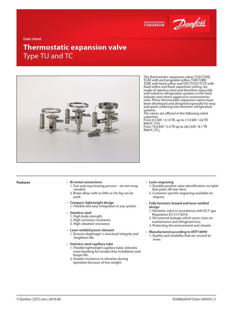 Thermostatic Expansion Valve TU | PDF | Pipe (Fluid Conveyance ...