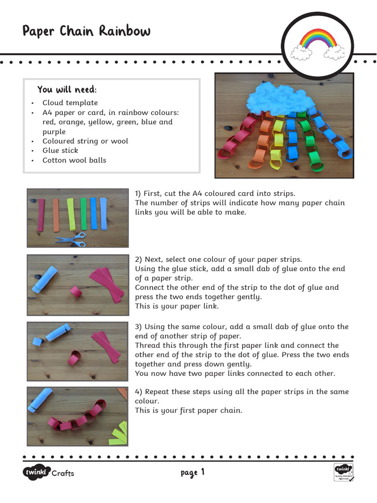 Paper Chain Rainbow Instructions | PDF | Paper | Textiles