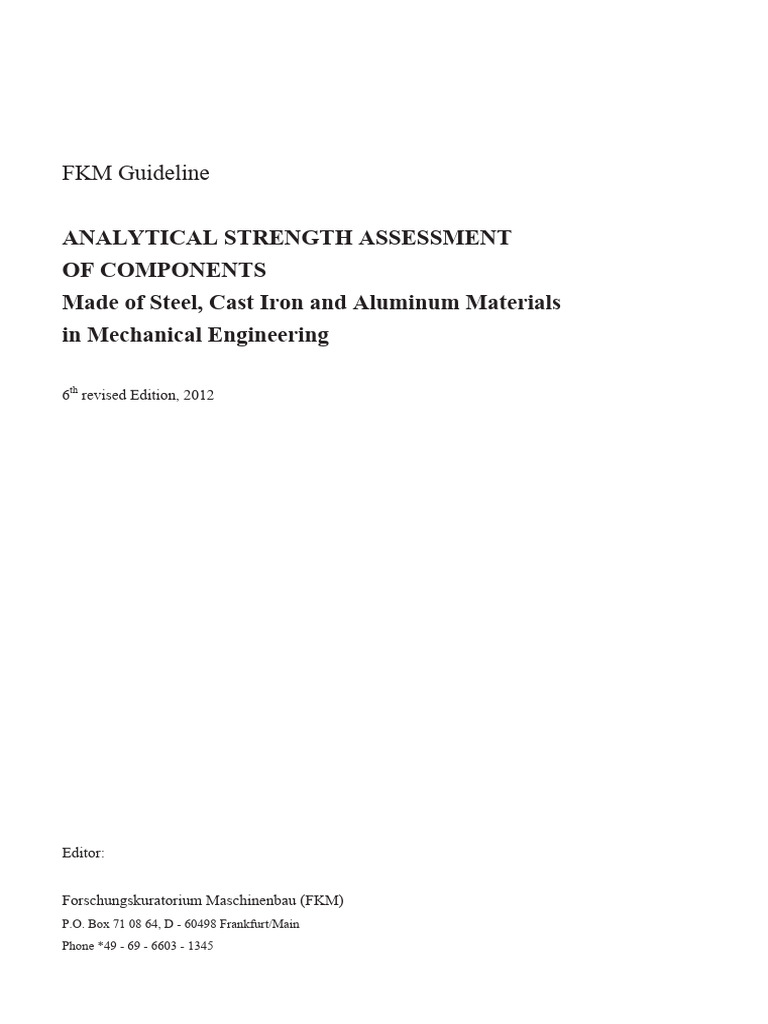 FKM Guideline Analytical Strength Assessment 6th | Download Free PDF | Strength Of Materials ...
