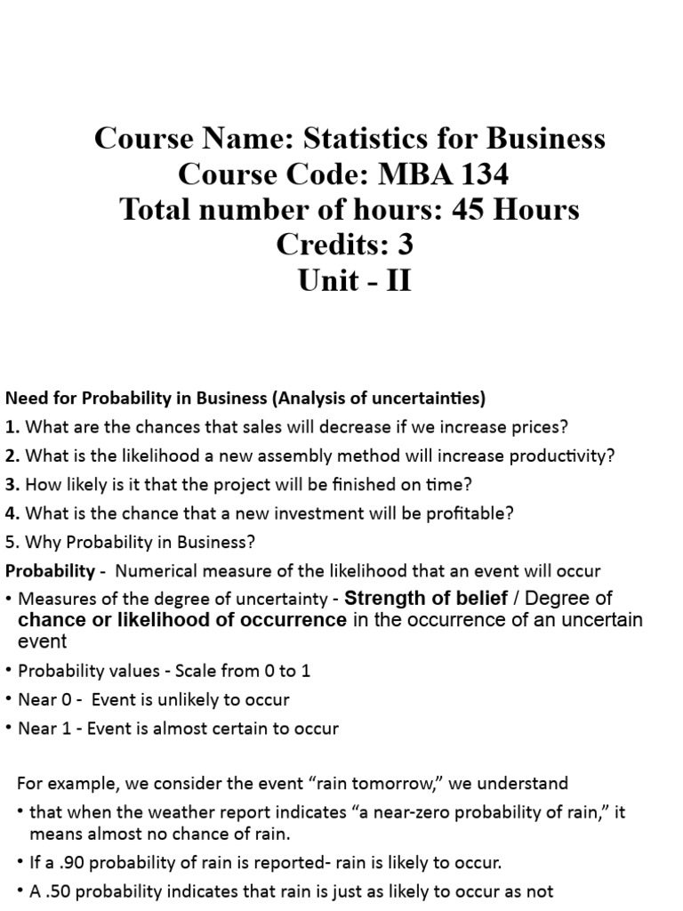 Unit-II | PDF | Probability Distribution | Random Variable