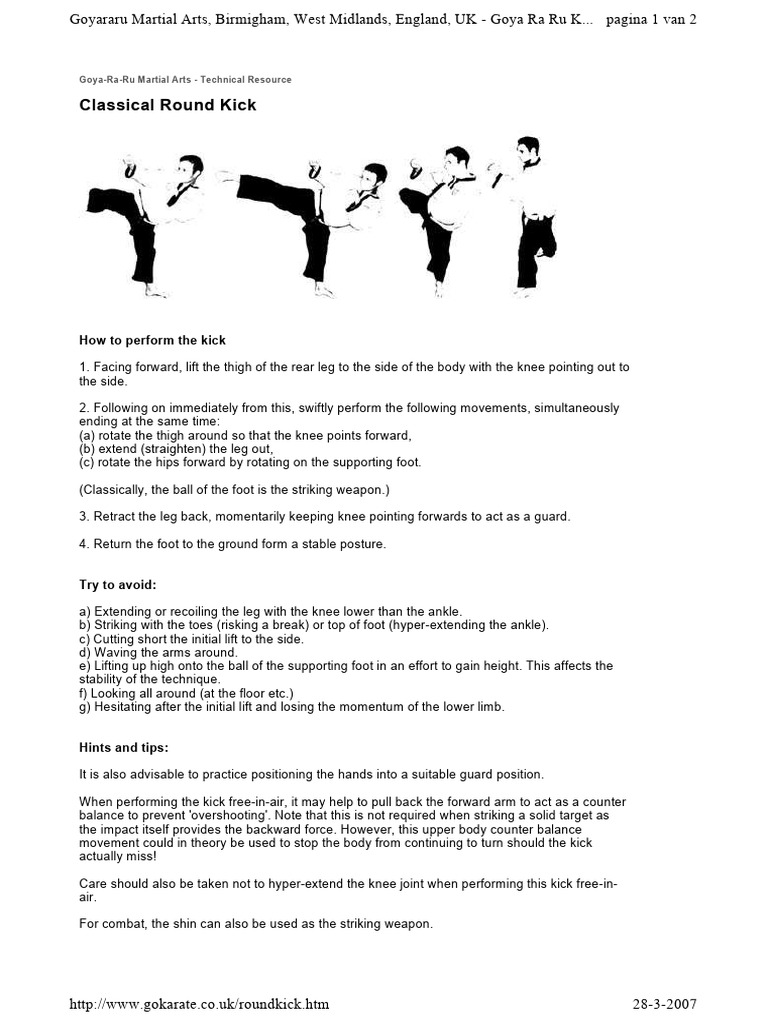 Karate - GoKarate - Co.uk - Classical Round Kick | PDF