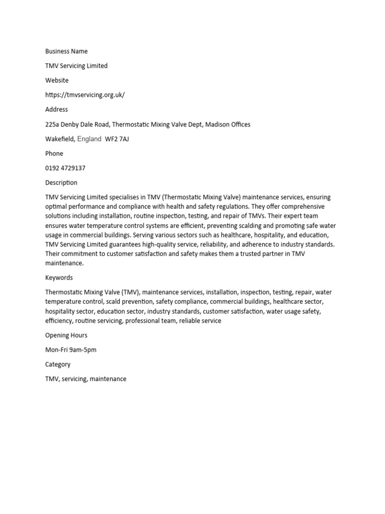 TMV Servicing Limited | PDF | Technology & Engineering