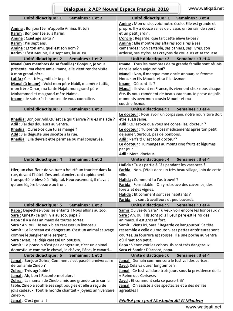 Dialogues pour le Français 2 AEP | PDF | Organismes | Mammifères