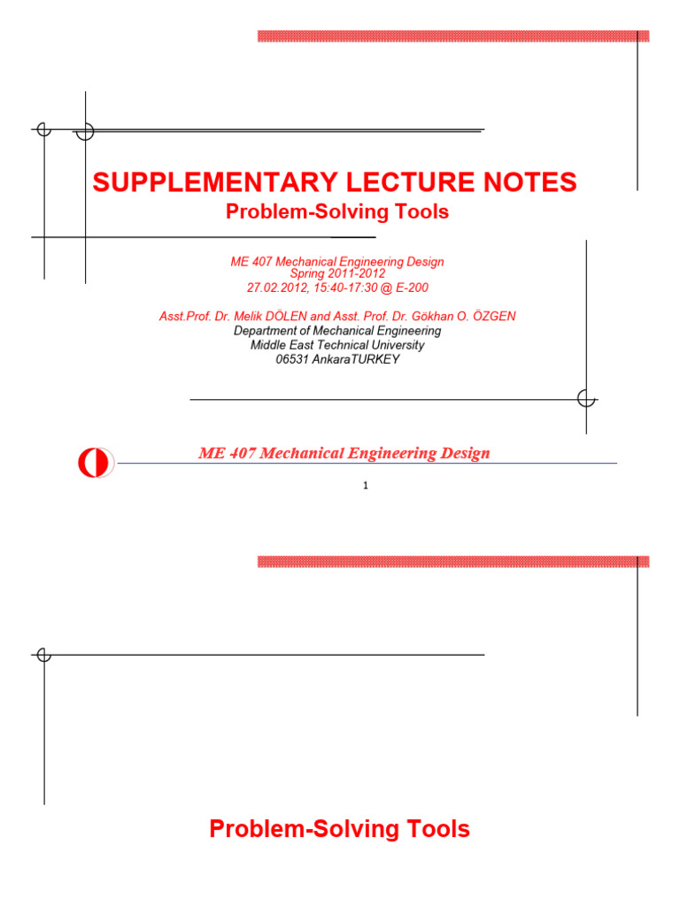 Mechanical Engineering Design Problem-Solving Tools | PDF ...