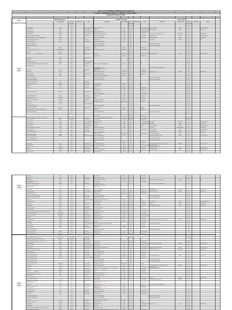 IBA Karachi Fall 2024 Undergraduate Schedule | PDF | Business | Economies