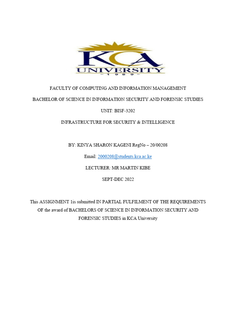 Kinya Sharon - Ass1 - Infrastructure | PDF | Computer Network | Active Directory