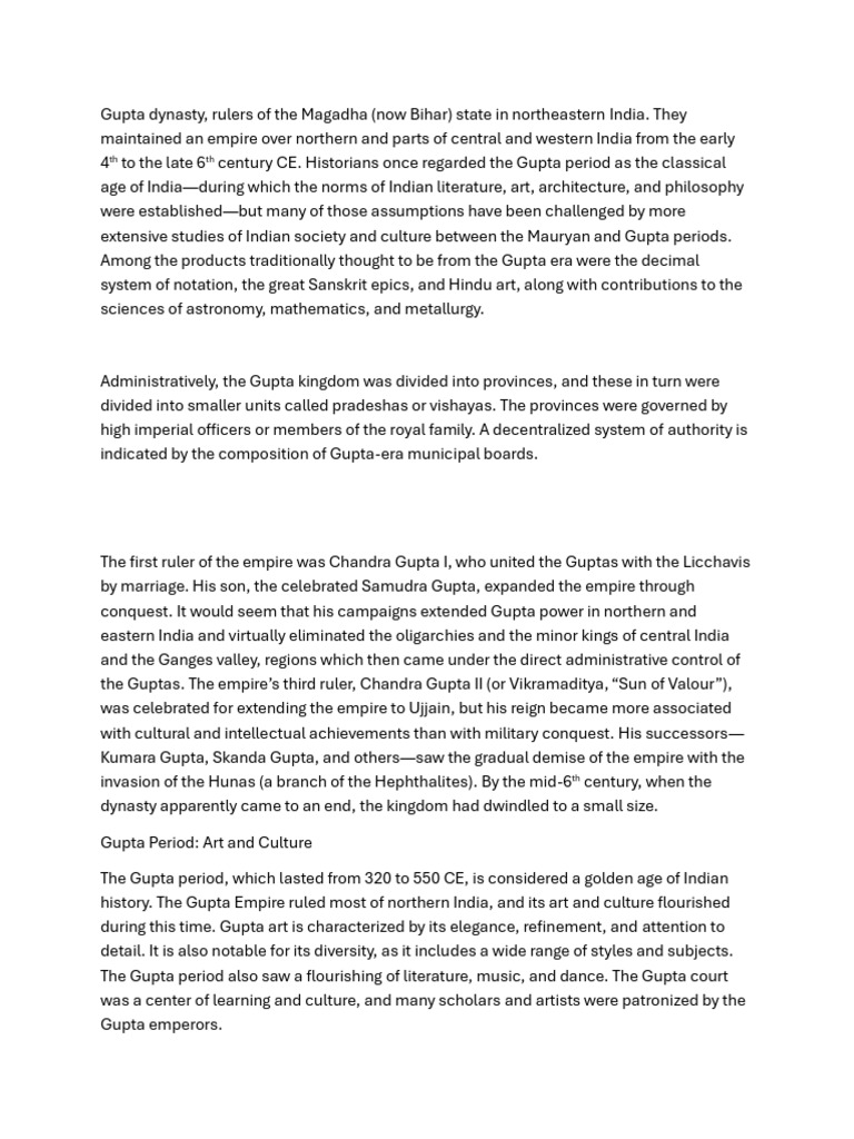 Gupta Empire: Cultural Achievements | PDF | Social Science | History