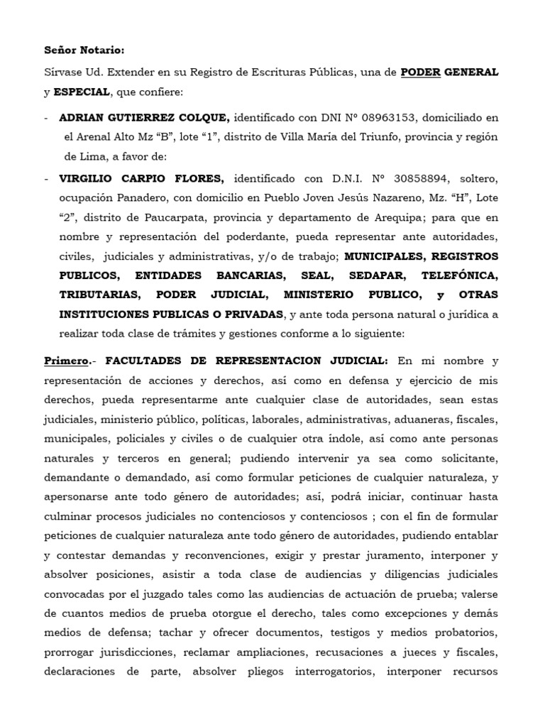 Poder General y Especial Virguilio 2 | PDF | Judicaturas | Justicia