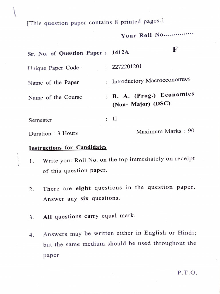 Economics Ques Paper 1 8 | PDF | Money Supply | Gross Domestic Product