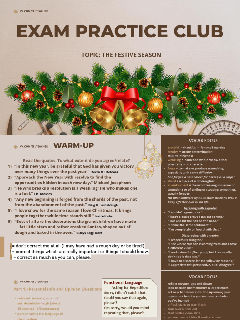 Festive Season Exam Practice Guide | PDF