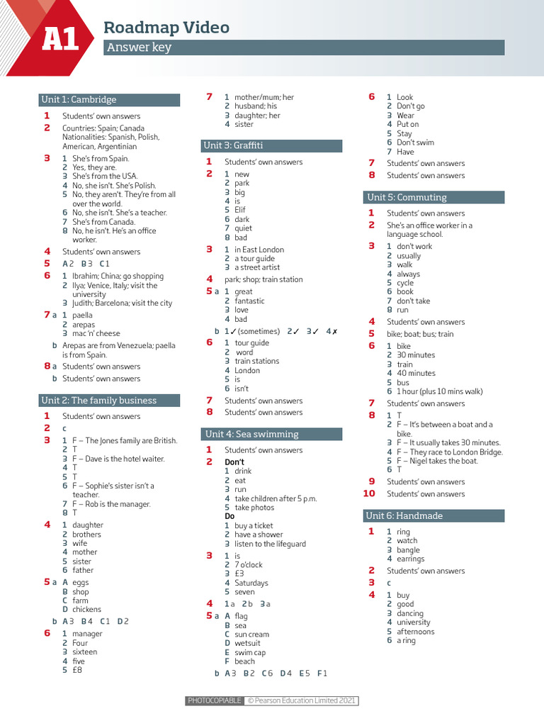 RM A1 Video Worksheets Answer Key | PDF