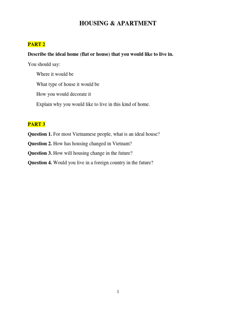 (Speaking) Homes (Student) | PDF