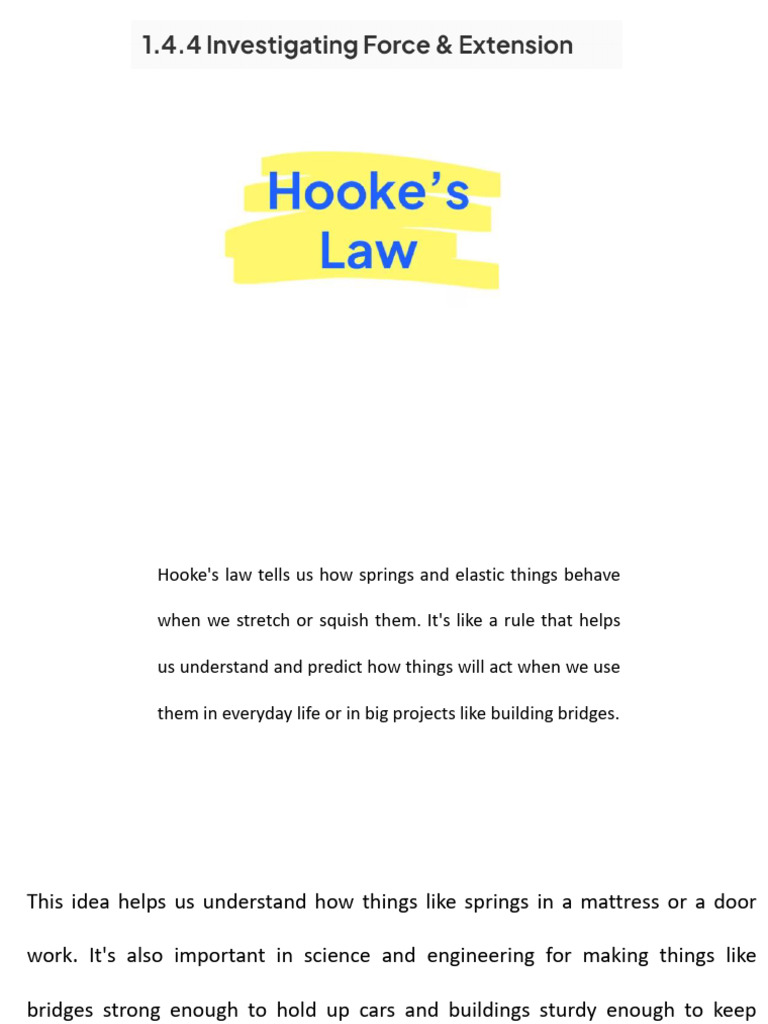 Motion, Forces and Energy 7 - Investigating Force and Extension, Hooke ...