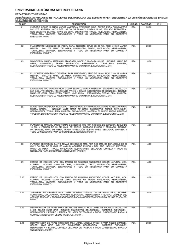 Catalogo de Conceptos Uam - Caor.18.07.lpa.01 | PDF