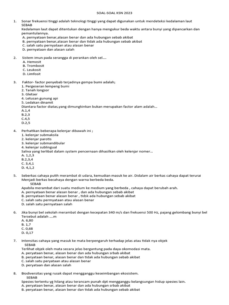 Soal Soal KSN 2023 | PDF