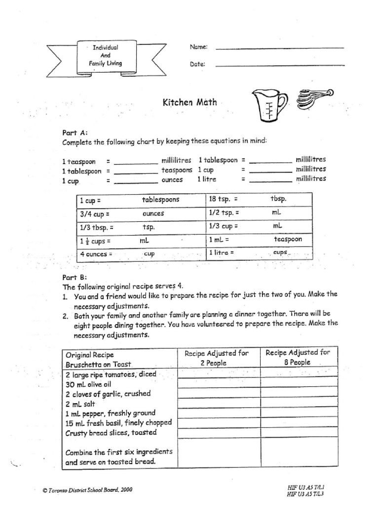 Kitchen Math | PDF