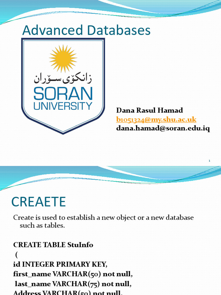 Advanced Databases Practical Lecture 1 | PDF | Table (Database) | Data