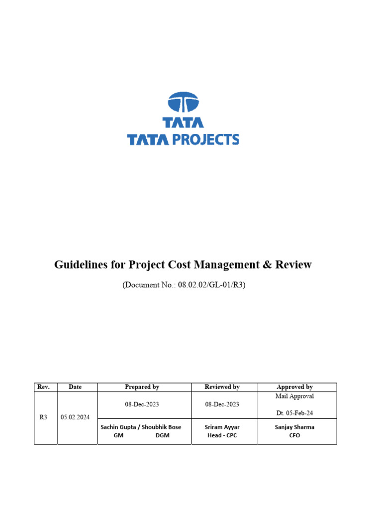 Guideline For Project Cost Managememt & Review R3 | PDF | Project ...