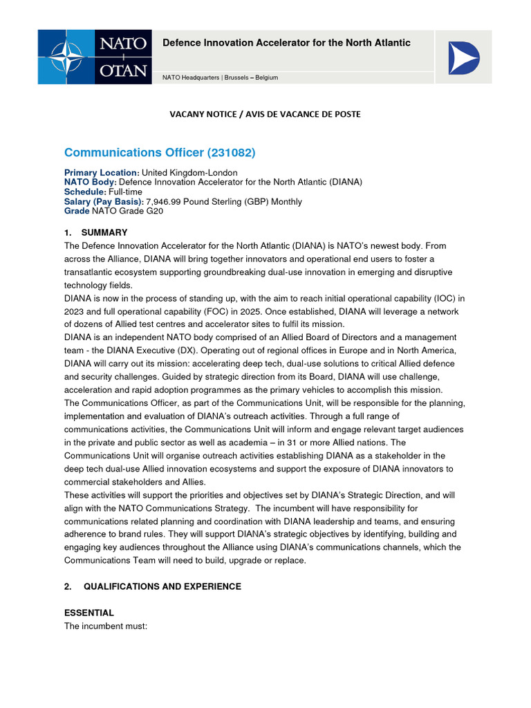 Communications Officer (G15-G17) | PDF | Communication | Innovation