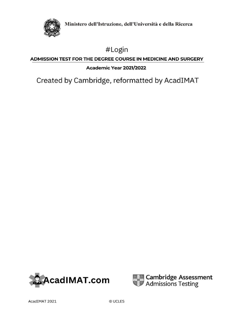 2021 IMAT Exam Shuffled Answers AcadIMAT | PDF