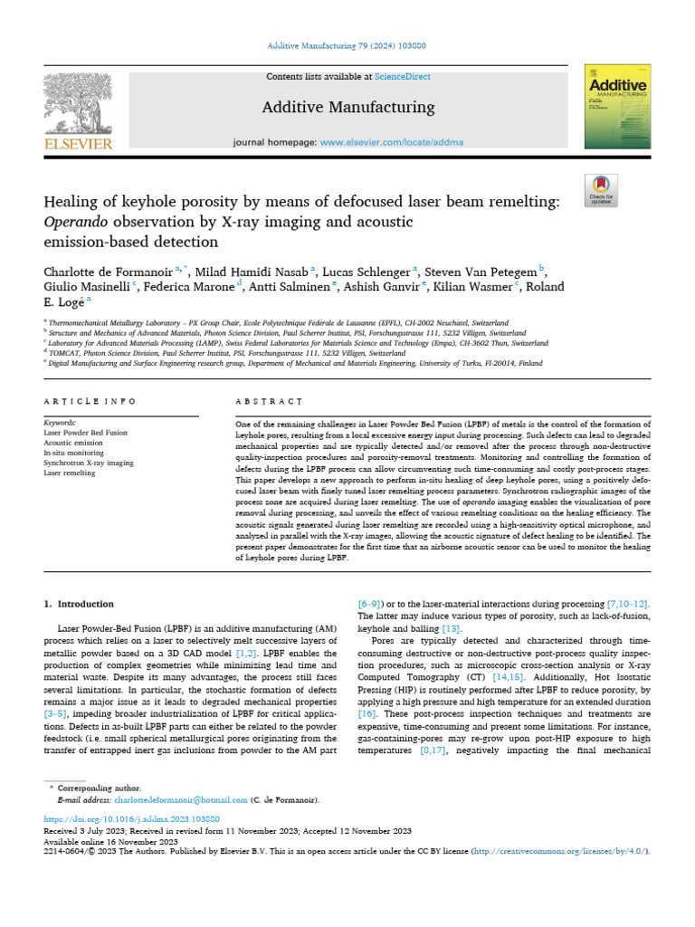 2024.healing of Keyhole Porosity by Means of Defocused Laser Beam ...