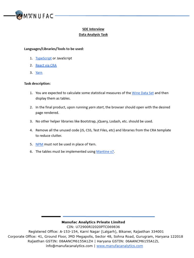 Manufac Analytics - SDE Assignment | PDF | Computing | Computer Programming