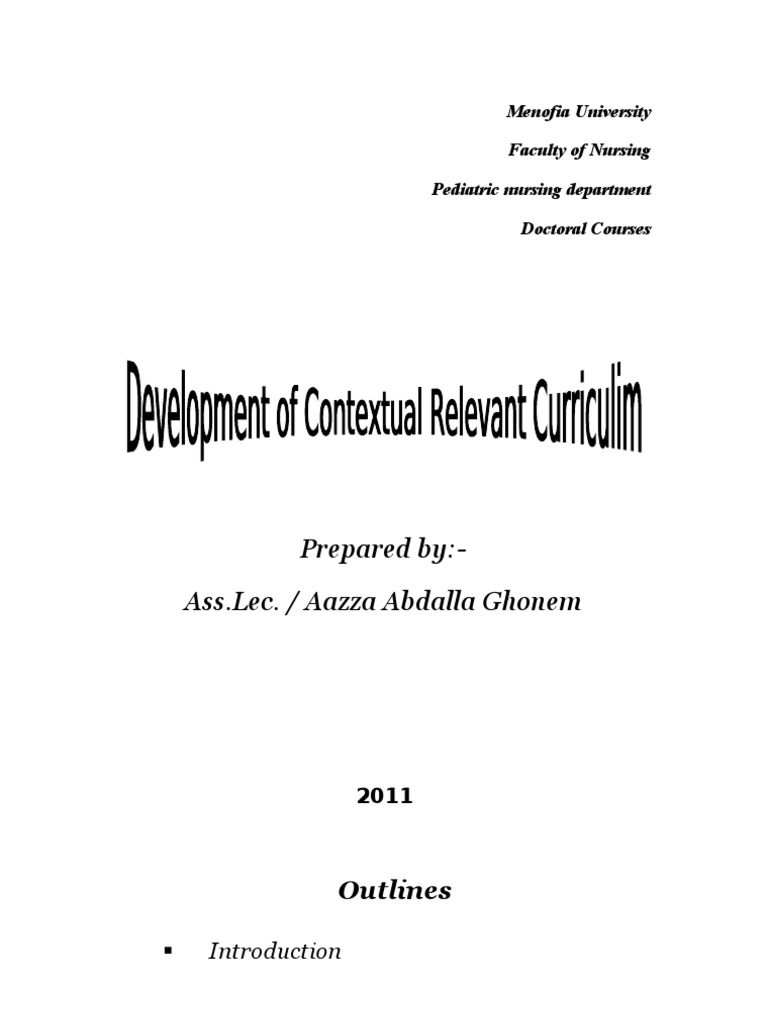 Development of Contextual Relevant Curriculum | PDF | Curriculum | Nursing