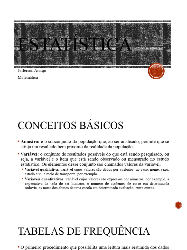 EstatÃ Stica | PDF | Média | Mediana (Estatística)