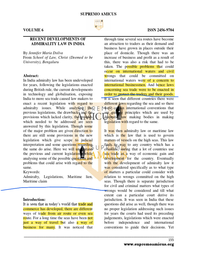 History of Maritime Law | PDF | Admiralty Law | Jurisdiction
