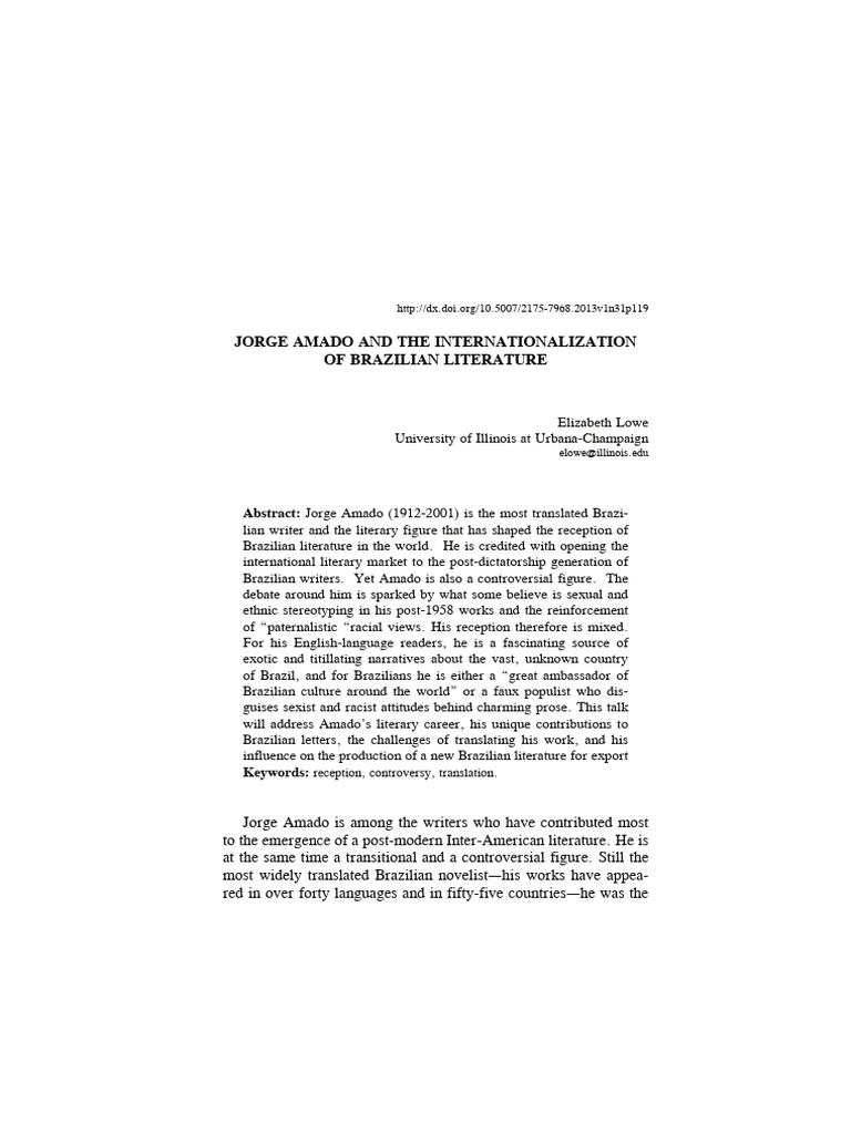 Jorge Amado and The Internationalization | PDF