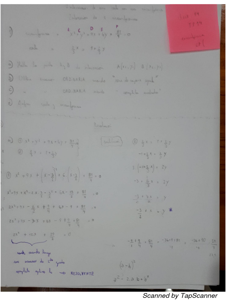 Mat TP14 CASSONI Intersecciones de Circunferencia | PDF