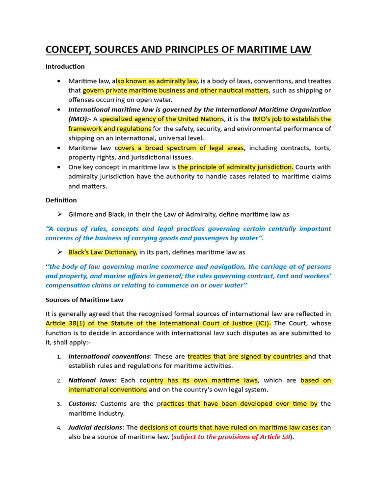 Sources and Principles of Maritime Law | PDF | Admiralty Law ...