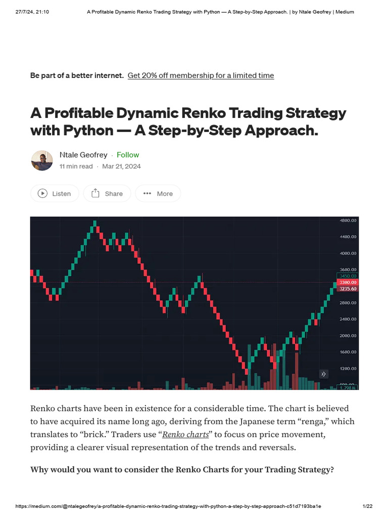 A Profitable Dynamic Renko Trading Strategy With Python - A Step-by-Step Approach. - by Ntale ...